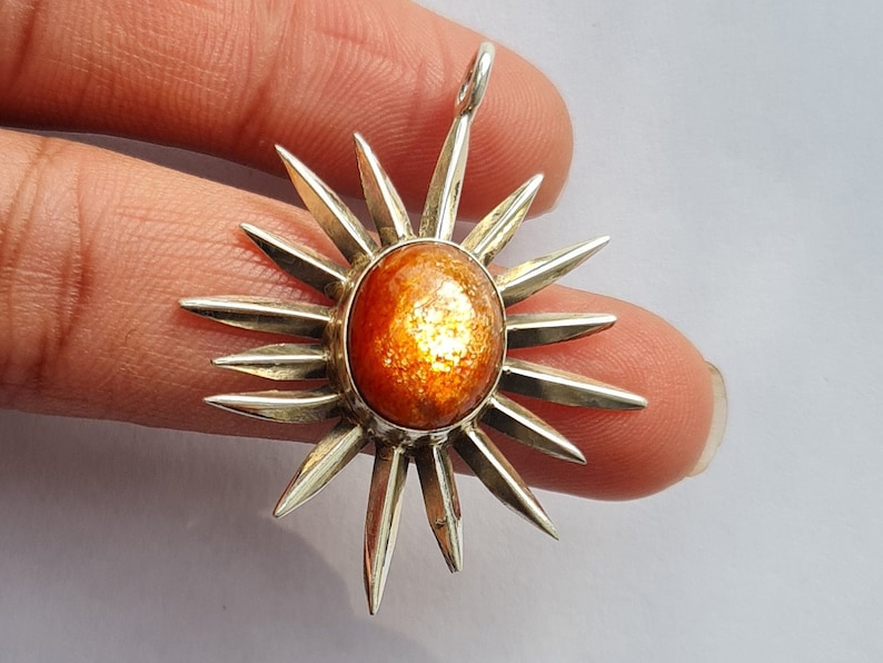 Amazing Fire Sunstone Necklace 925 Sterling Silver Natural - Etsy
