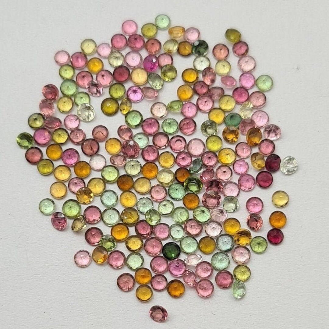 2 MM Round Tourmaline 50 Pcs Lot, Natural Multi Color Tourmaline Cut ...