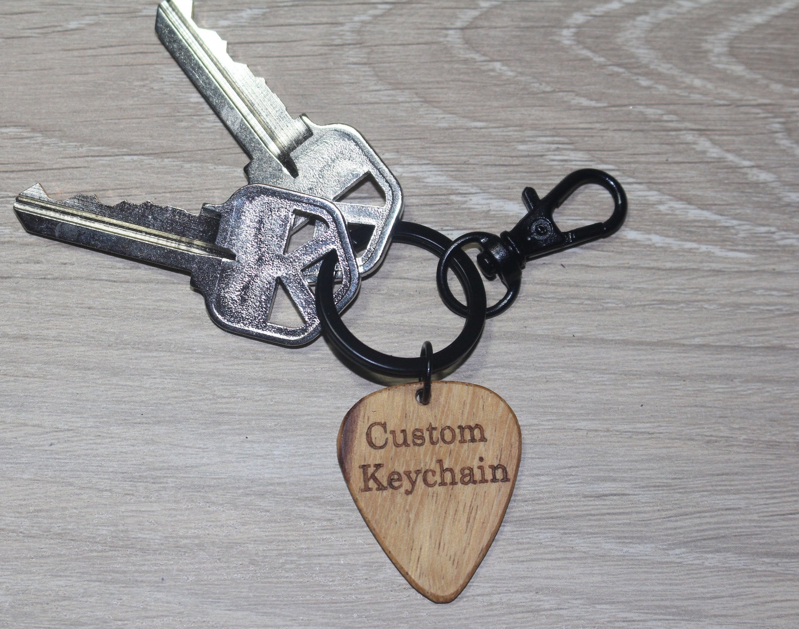 Wood Guitar Pick Keychain Custom Keychain Personalized - Etsy