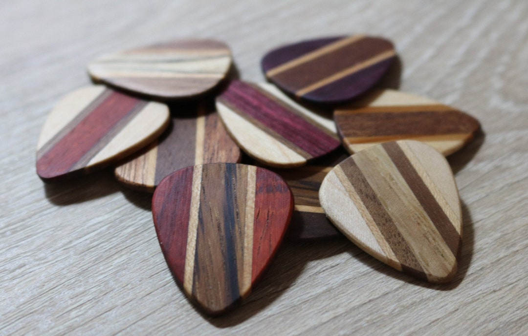 Hand Made Wood Guitar Pick - Multi-wood Guitar Pick - Custom Guitar ...