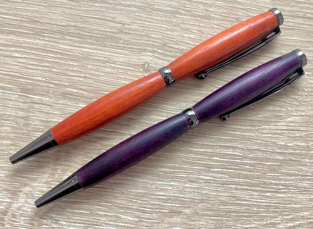 Handmade Wooden Pens Set of Two, Unique Purpleheart & Padauk Ballpoint ...
