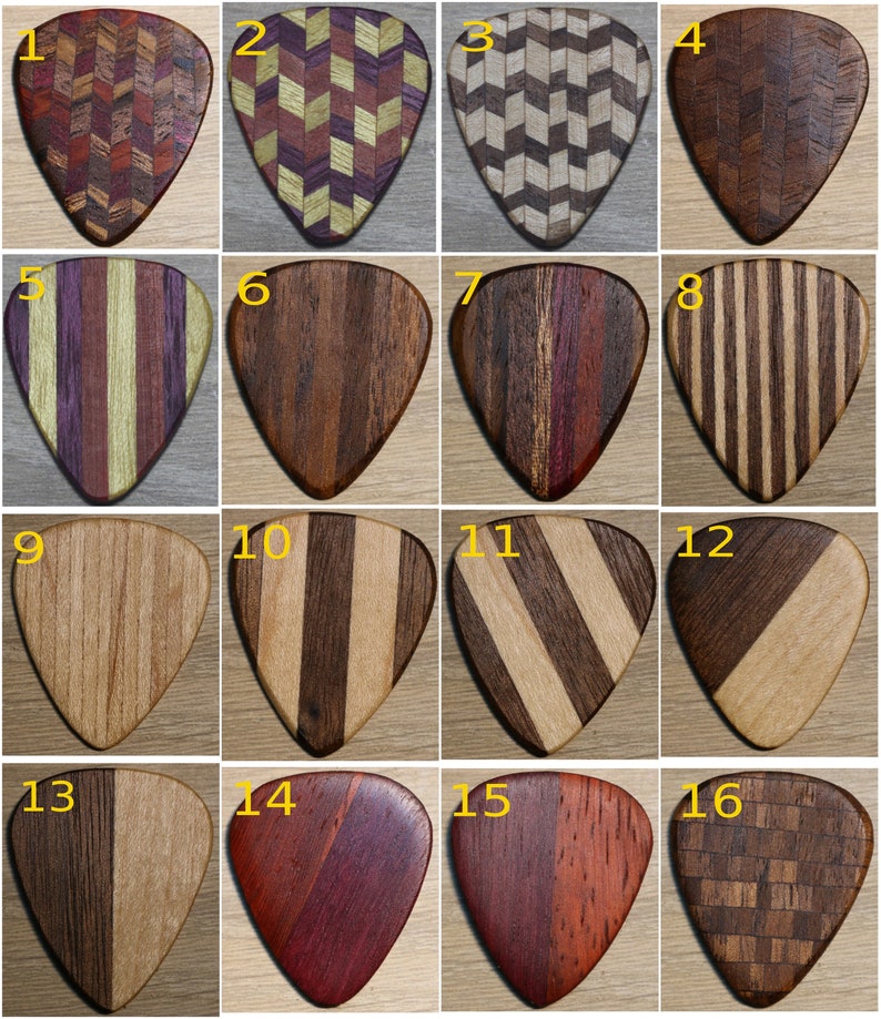 Hand Made Wooden Guitar Pick Multi-wood Guitar Pick Custom - Etsy