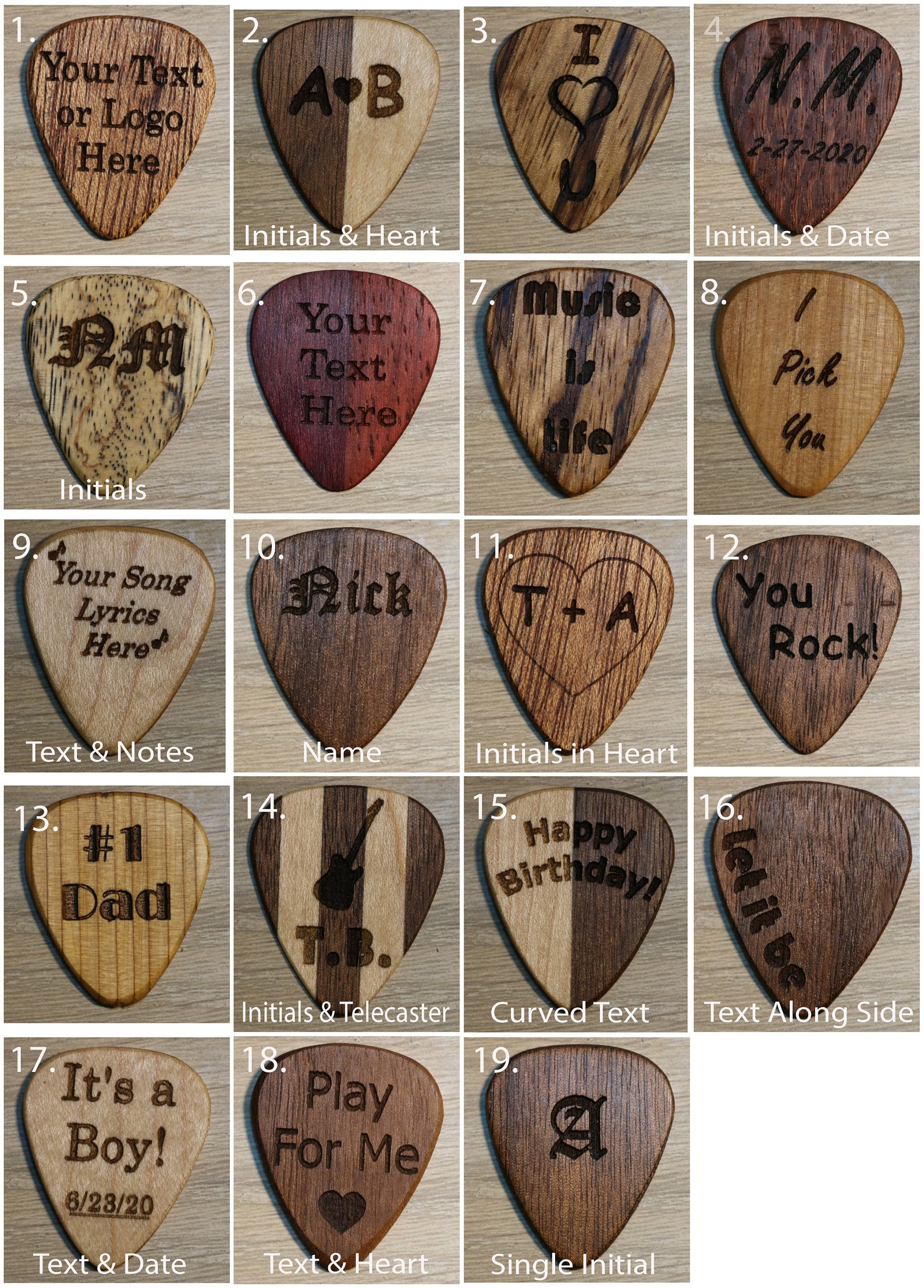 Hand Made Wooden Guitar Pick Multi-wood Guitar Pick Custom - Etsy