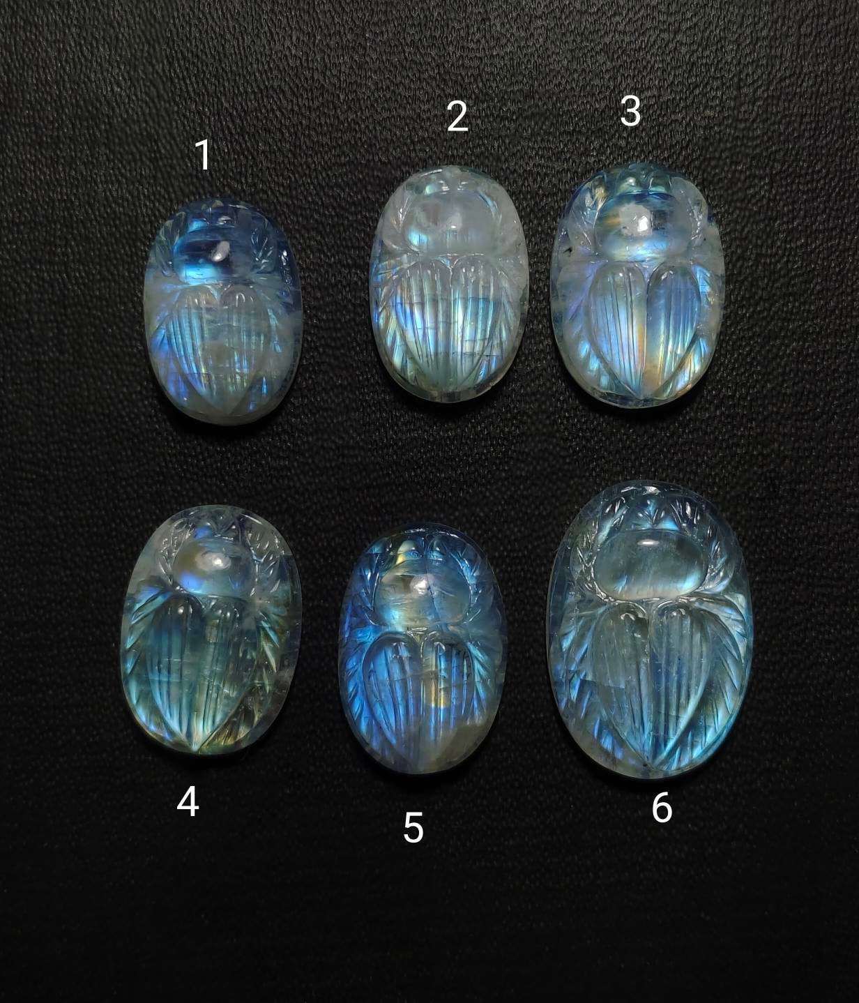 100% NATURAL Rainbow Moonstone Scarab Carved | Moonstone Scarab Cut ...
