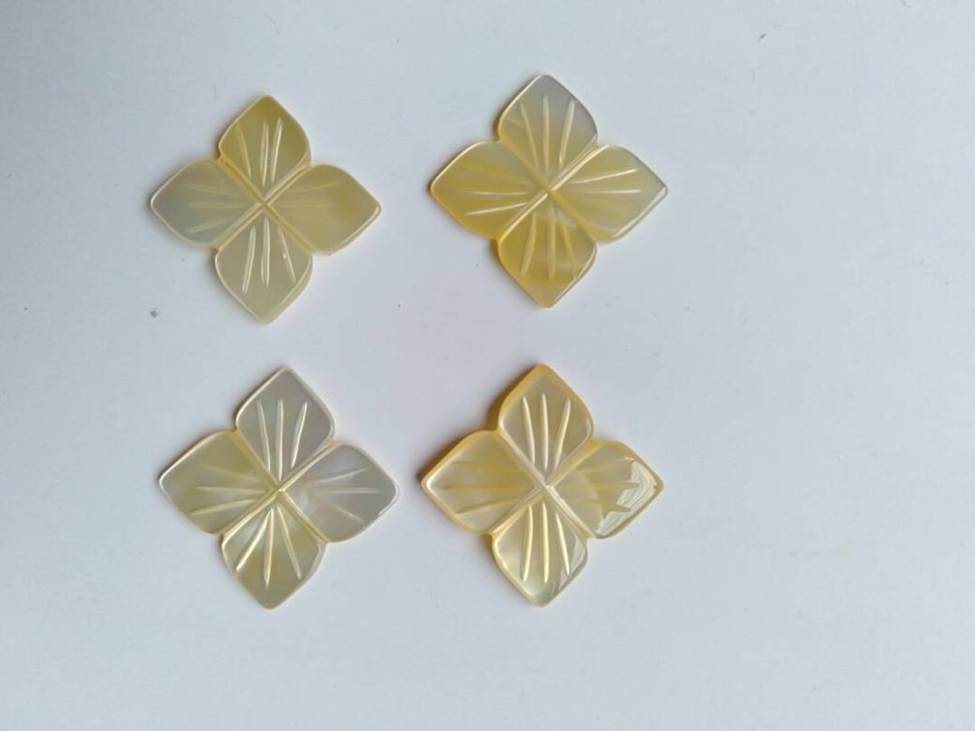 GOLDEN MOTHER of PEARL Gemstone Carving Flower Beads/ Natural Untreated ...