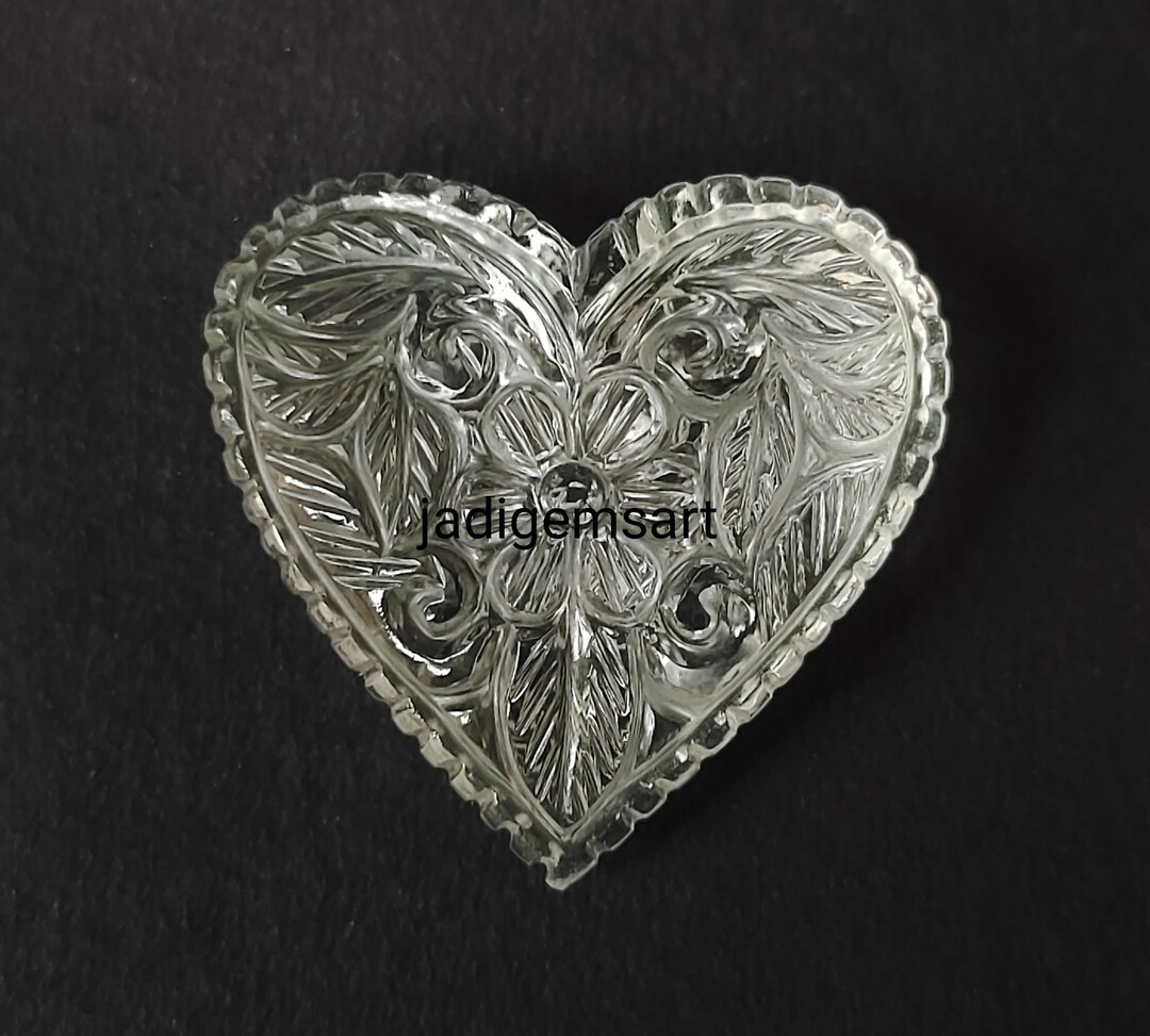 NATURAL Rock Crystal Heart Gemstone Carved Beads| Gemstone Hand Carved ...