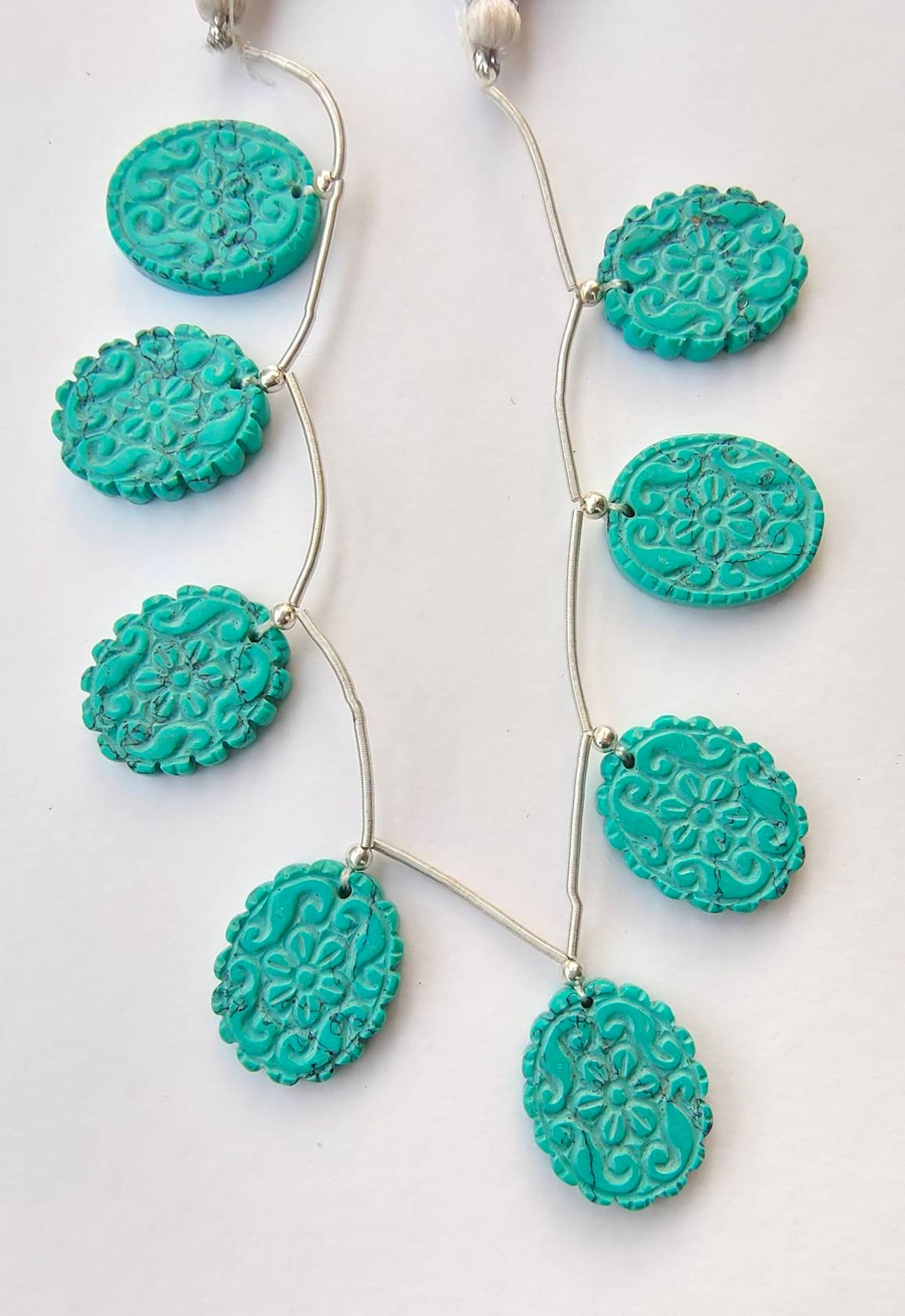 8 Pieces Turquoise Howlite Gemstone Carving Beads Turquoise Howlite ...