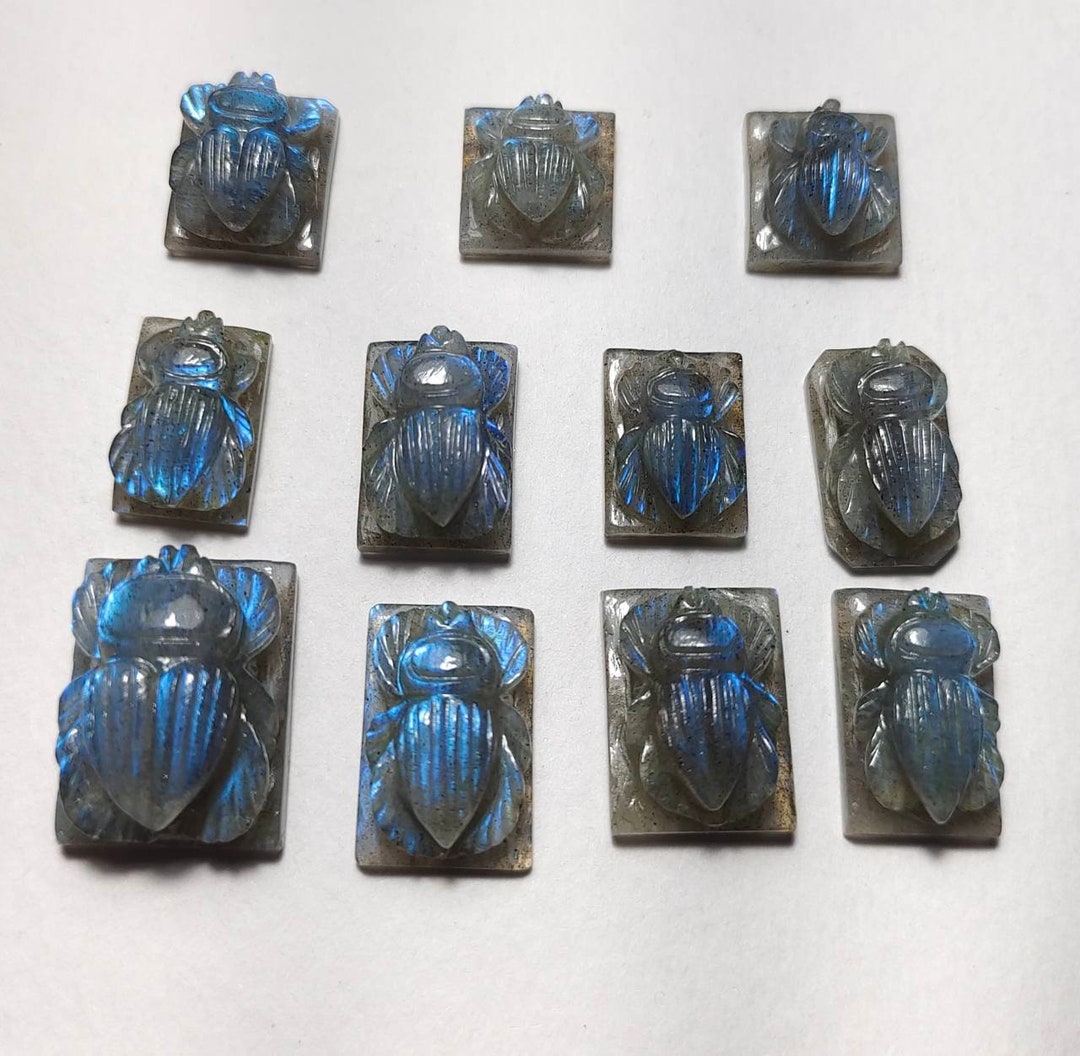 100% NATURAL Labradorite Scarab Carved | Labradorite Scarab Cut ...