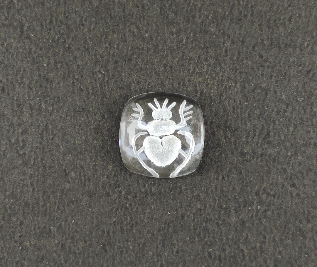 Hand Engraved Rock Crystal Quartz Intaglio Scarab, Gem Carving ...