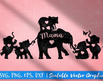 Mama Elephant Svg Mama Svg Mom and Baby Elephant Svg - Etsy