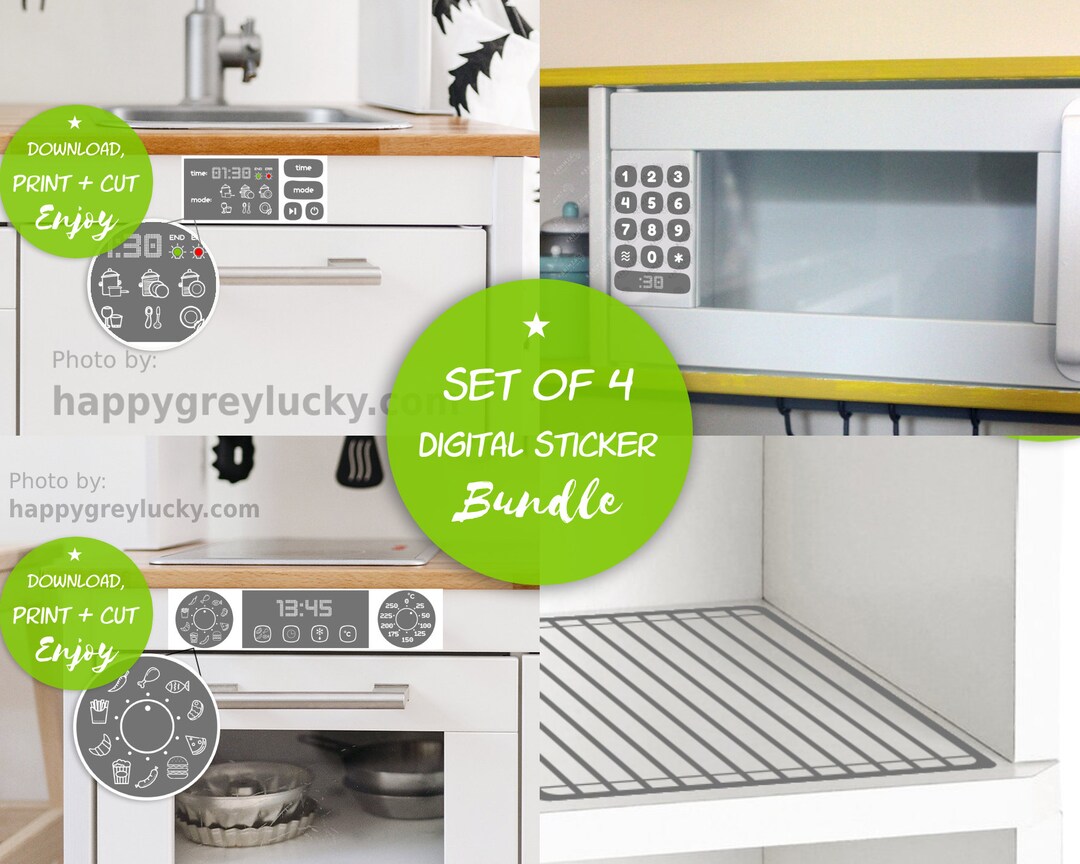 Play Kitchen GRAY Stickers, Instant Download - Etsy
