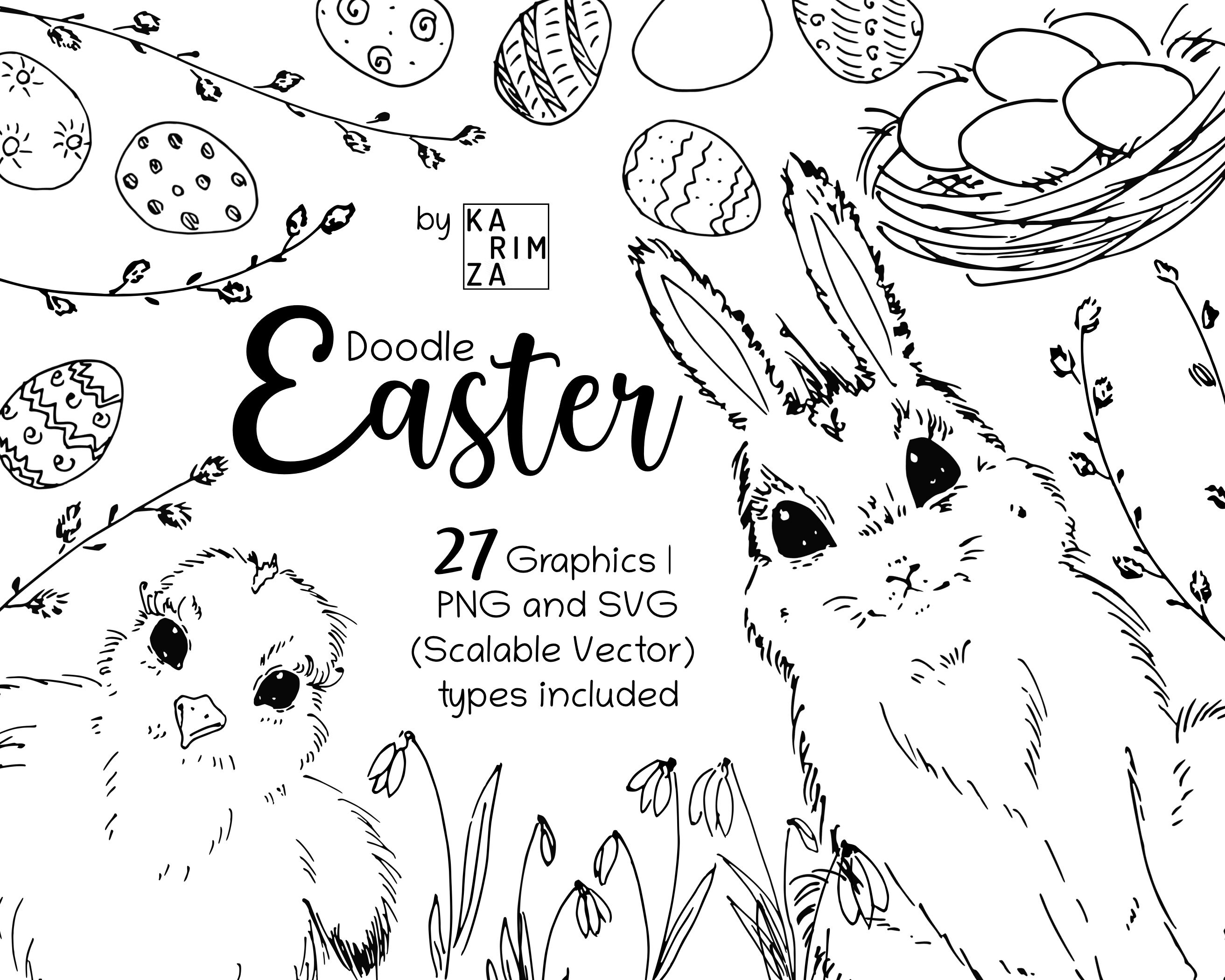 Easter SVG Clipart Easter Bunny Svg Easter Chick Svg - Etsy