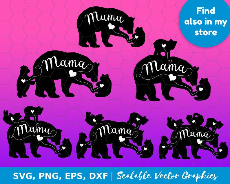 MAMA BEAR With 5 Cubs SVG | Etsy MAMA BEAR With 5 Cubs SVG | Etsy