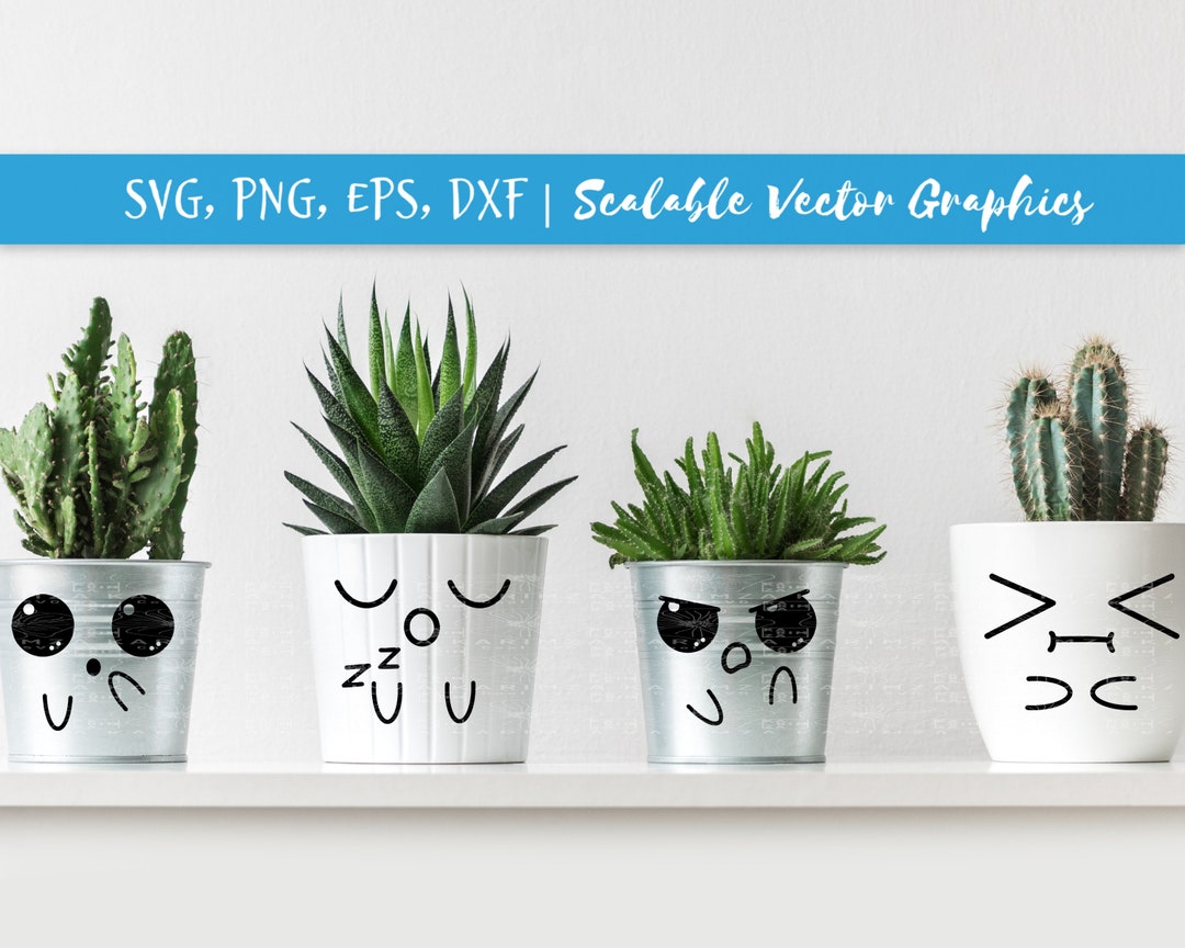 Cute Face Plant Pot SVG, Digital Stickers, INSTANT DOWNLOAD - Etsy