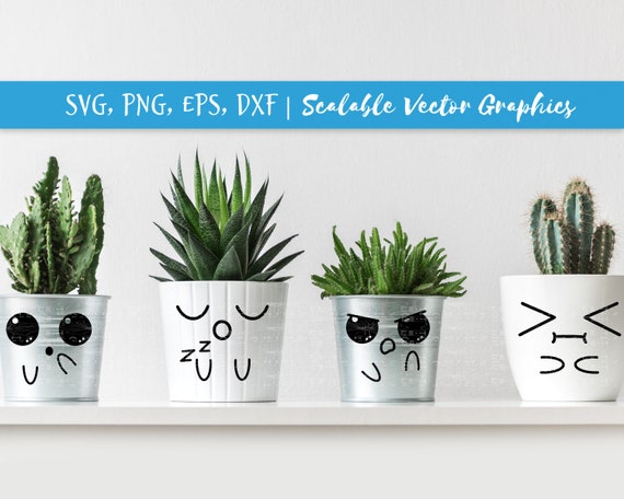 Cute Face Plant Pot SVG Digital Stickers INSTANT DOWNLOAD | Etsy