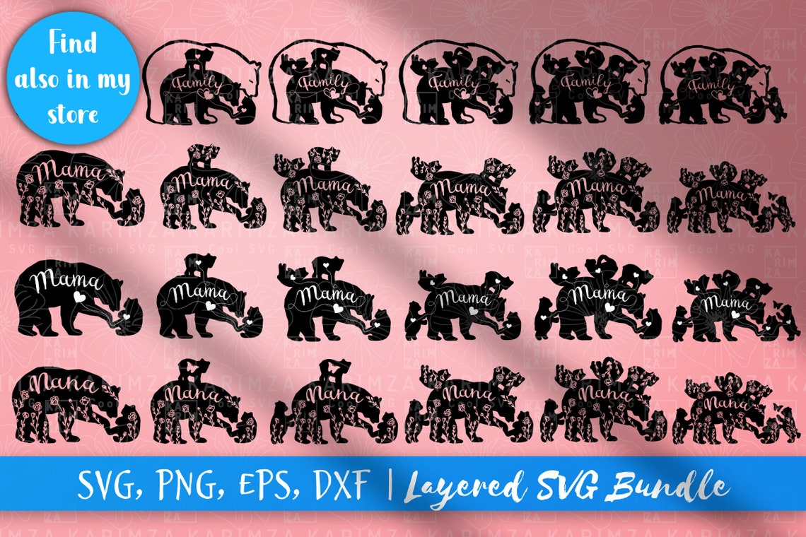 Mama Elephant With 3 Babies Elephant Mom and Baby Svg | Etsy