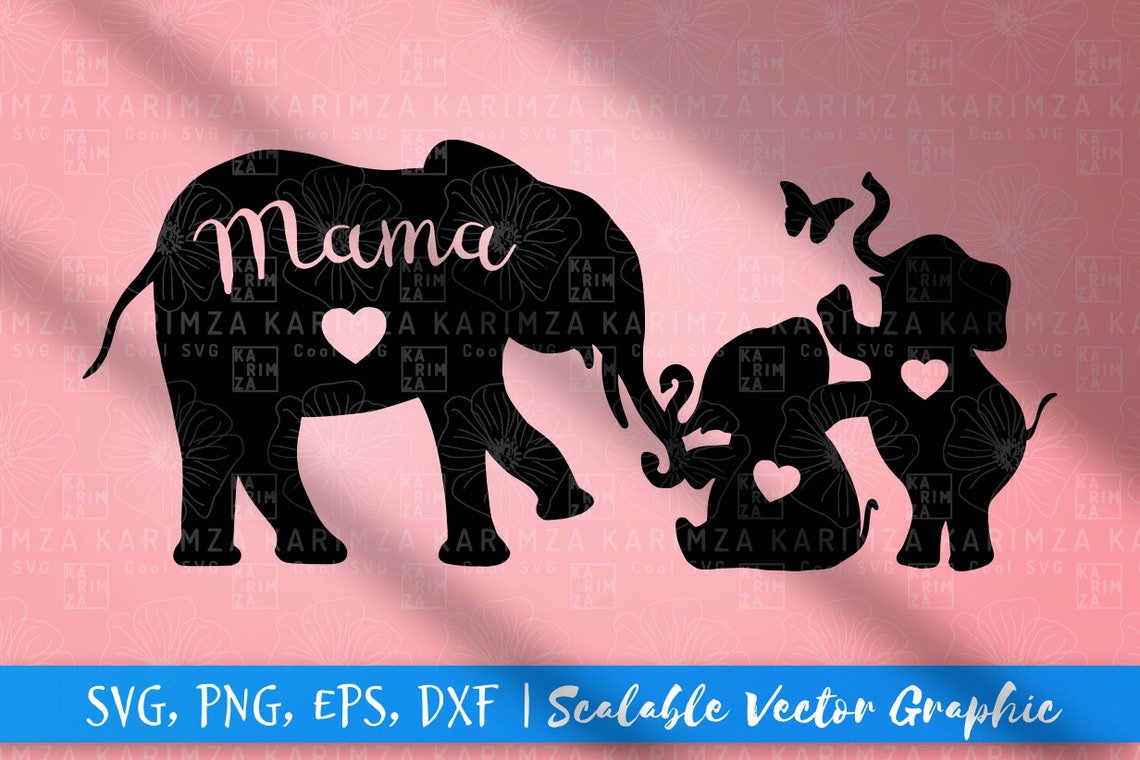 MAMA ELEPHANT With Two Babies Svg Png Dxf Eps - Etsy