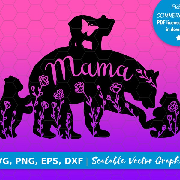 Mama Bear Floral Svg - Etsy