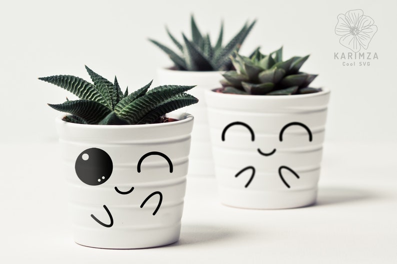 Cute Face Plant Pot SVG Digital Stickers INSTANT DOWNLOAD - Etsy