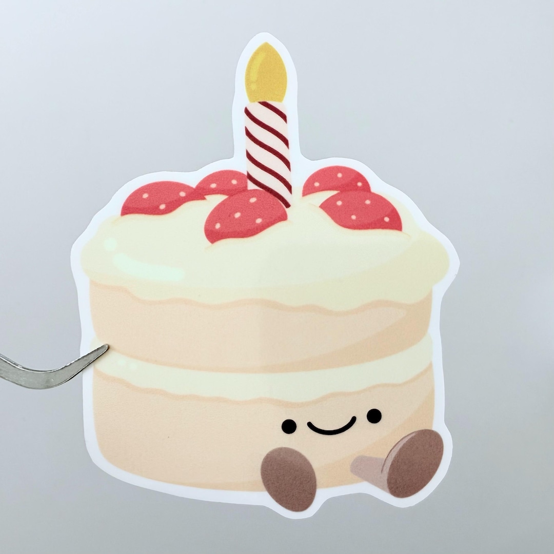 Jellycat Birthday Cake Sticker - Weatherproof Vinyl Sticker | Cute Food ...