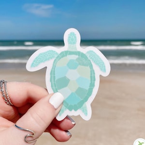 Sea Turtle Sticker , Beachy Sticker , Matte Clear Weatherproof , Gift ...