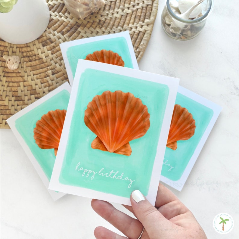 Lion Paw Shell Birthday Card: Beachy Blank Card - Etsy
