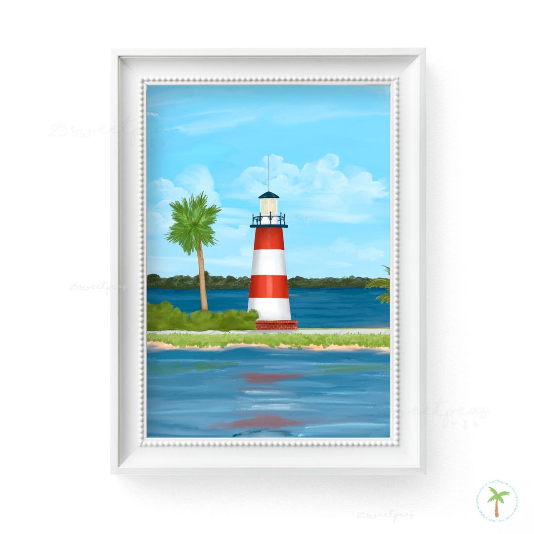 Mount Dora Lighthouse Art Print: Florida Coastal Illustration - Etsy
