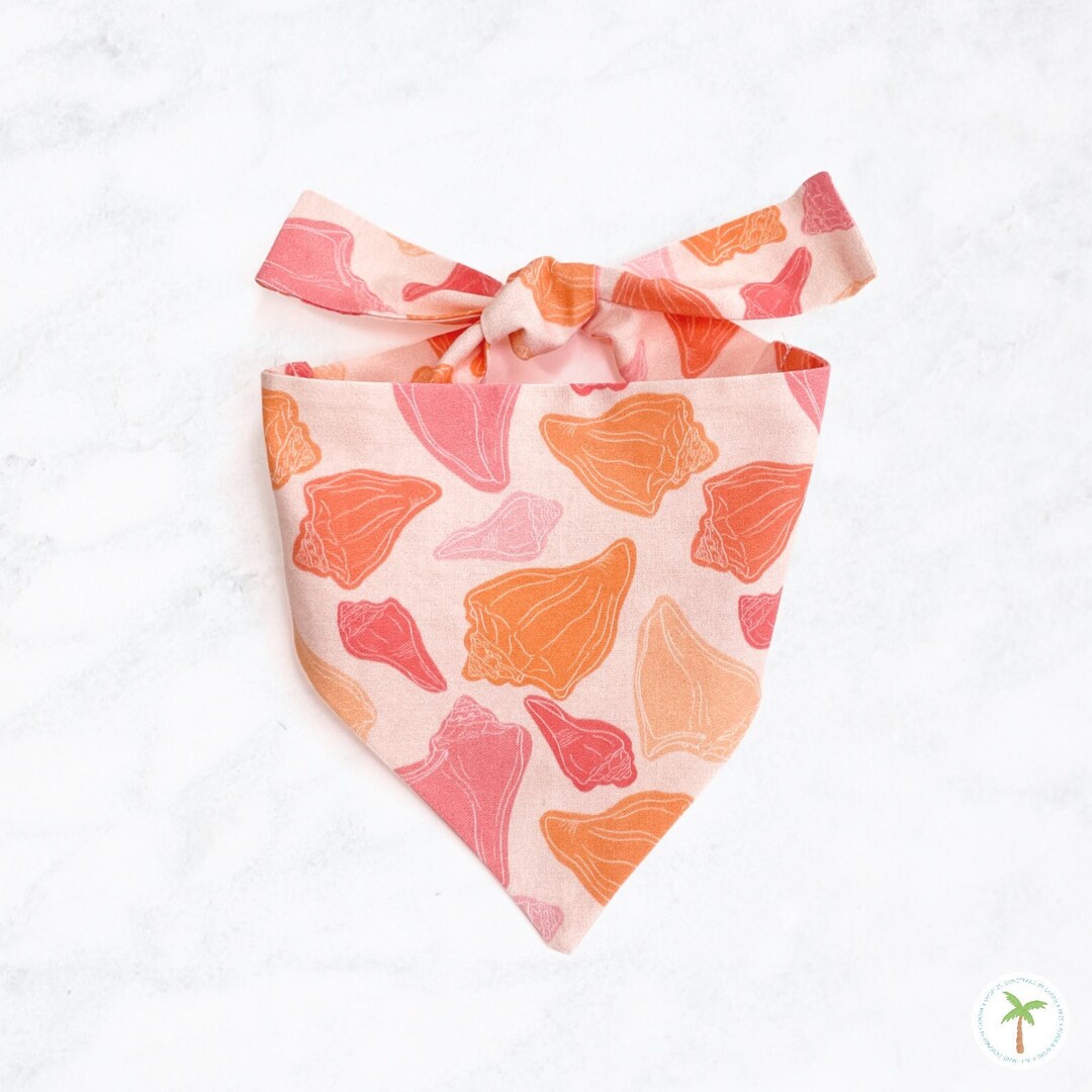Conch Shell Tie on Bandana, Beachy Dog Bandana, Comfortable Eco ...