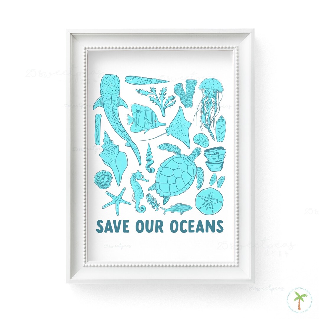 Ocean Lover Art Print, Marine Life Wall Art, Coastal Wall Art, 25 ...