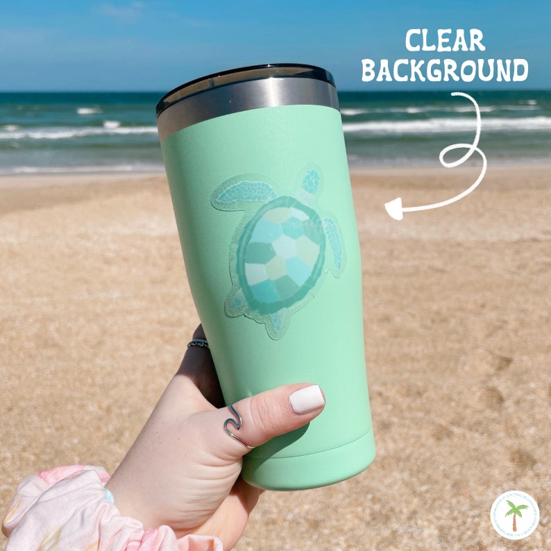 Sea Turtle Sticker Beachy Sticker Matte Clear Weatherproof - Etsy