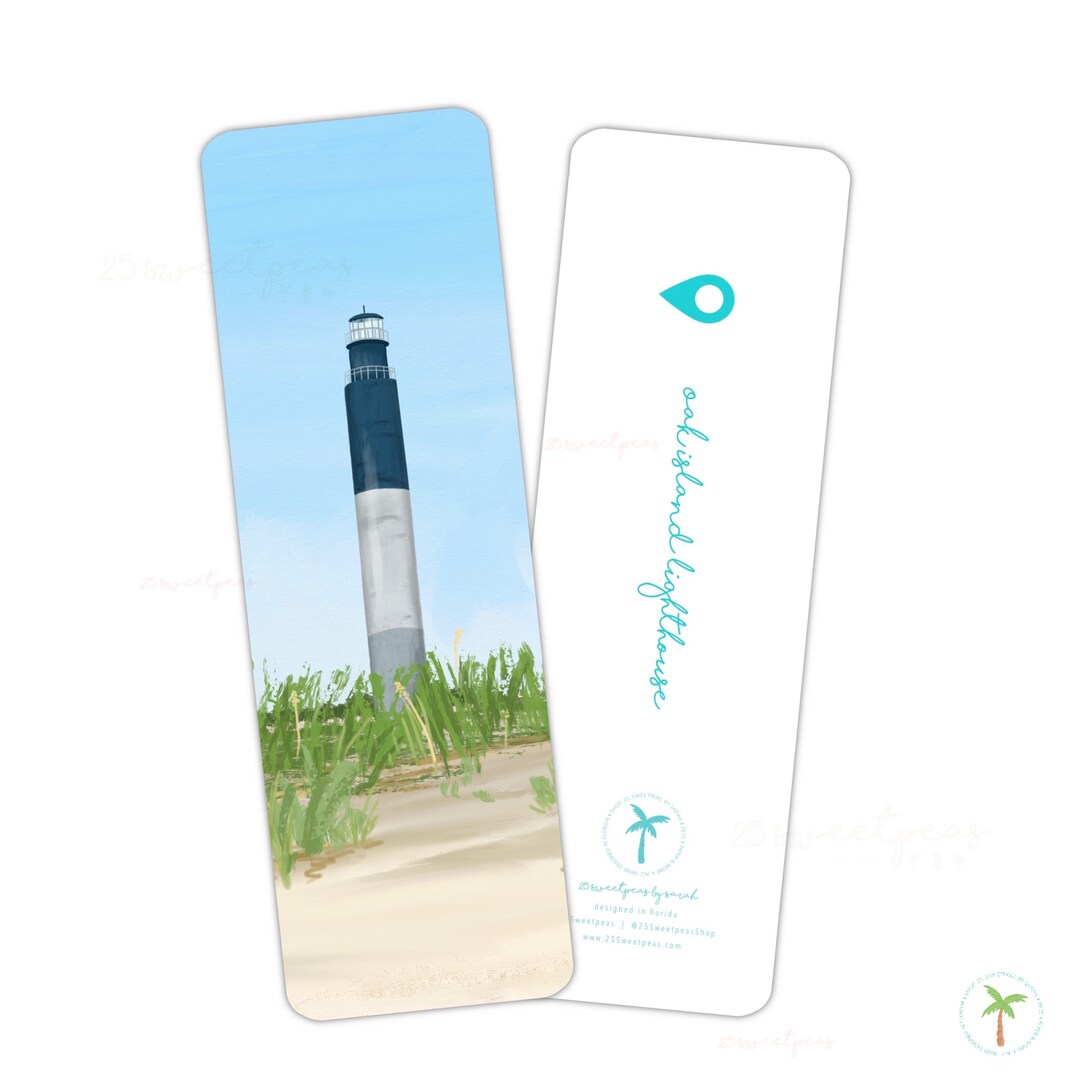 Oak Island Lighthouse Bookmark,beach Bookmark, Bookclub Gift, North ...