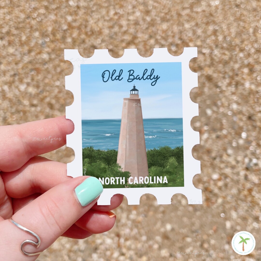 Old Baldy Lighthouse Sticker, North Carolina Lighthouse Stamp, Bald ...