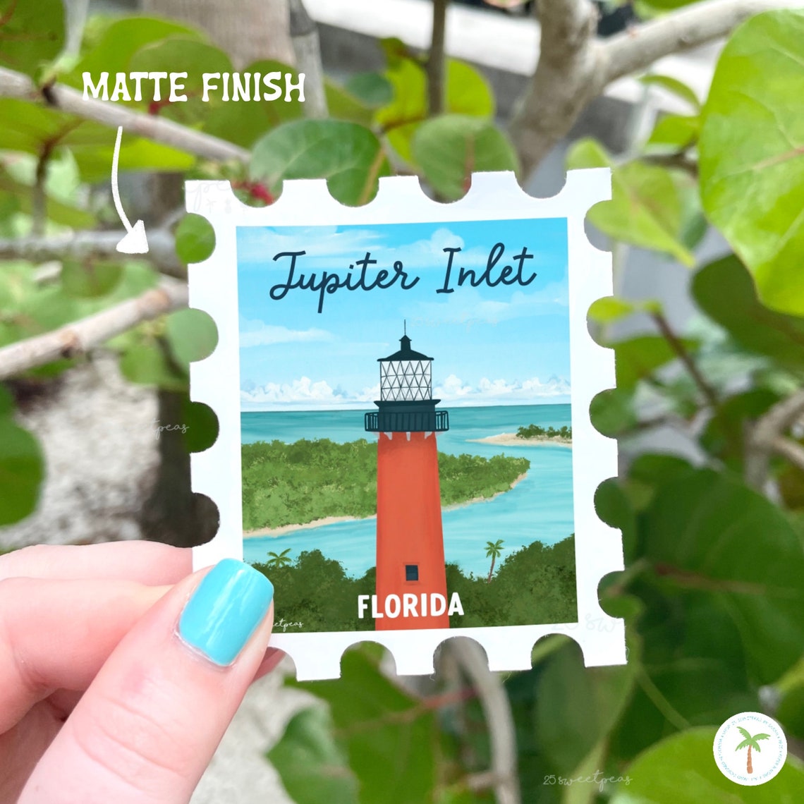 Jupiter Inlet Lighthouse Stamp Sticker - Florida Art - Etsy