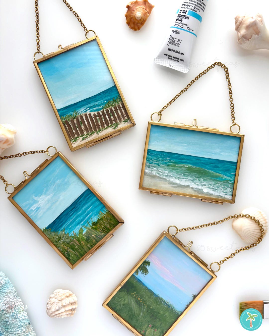 Hand Painted Oceanscape Mini Art | Miniature Hanging Frame | Beach Home ...