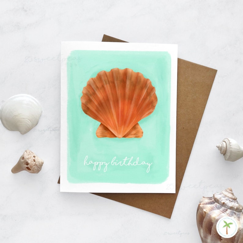 Lion Paw Shell Birthday Card: Beachy Blank Card - Etsy