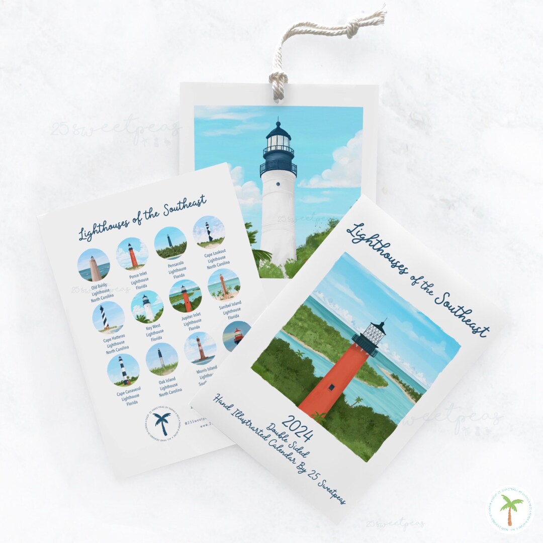 Lighthouses of the Southeast 2024 Calendar Coastal Calendar - Etsy
