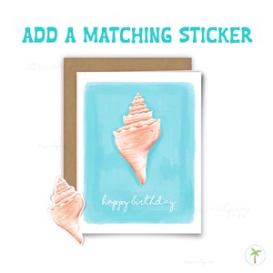 Conch Shell Birthday Card: Beachy Blank Card - Etsy