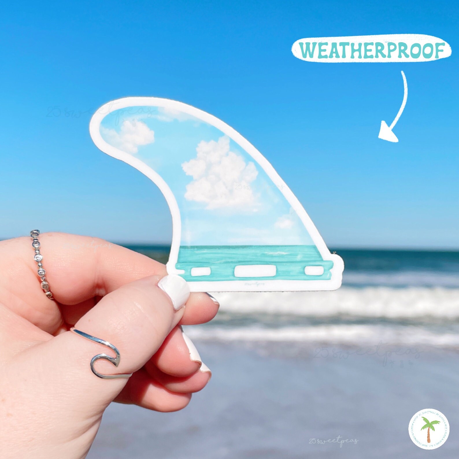 Surfboard Fin Sticker , Beach Sticker , Ocean Illustration, Surf Style ...