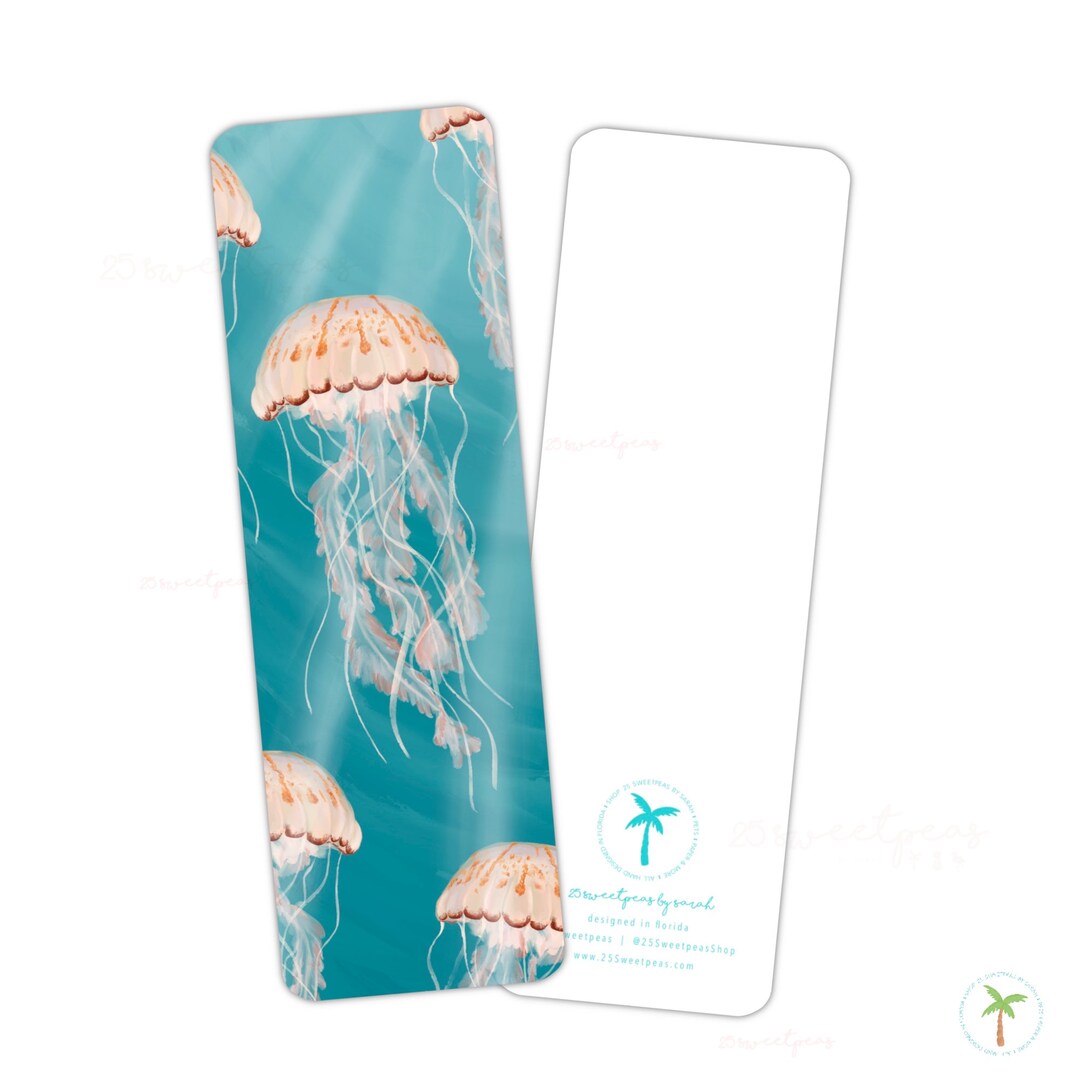 Jellyfish Bookmark, Ocean Marinelife Bookmark, Bookclub Gift, Sea ...