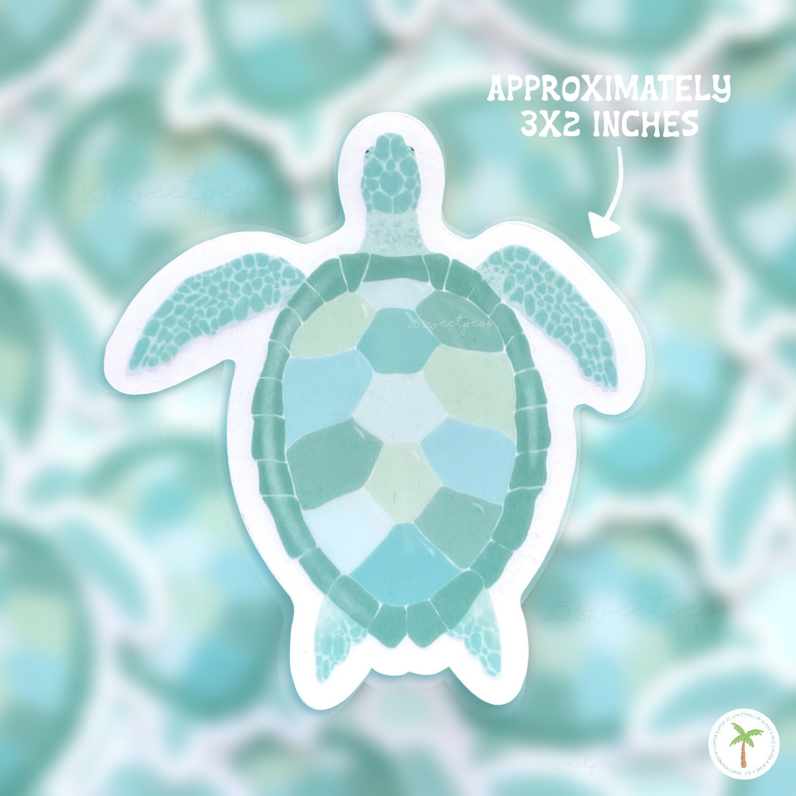 Sea Turtle Sticker Beachy Sticker Matte Clear Weatherproof - Etsy