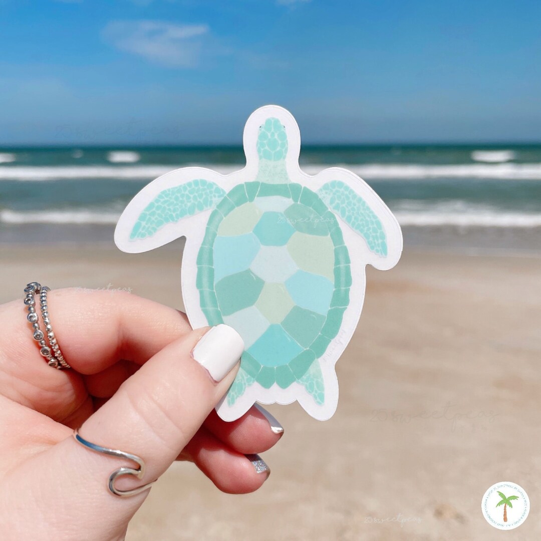 Sea Turtle Sticker , Beachy Sticker , Matte Clear Weatherproof , Gift ...