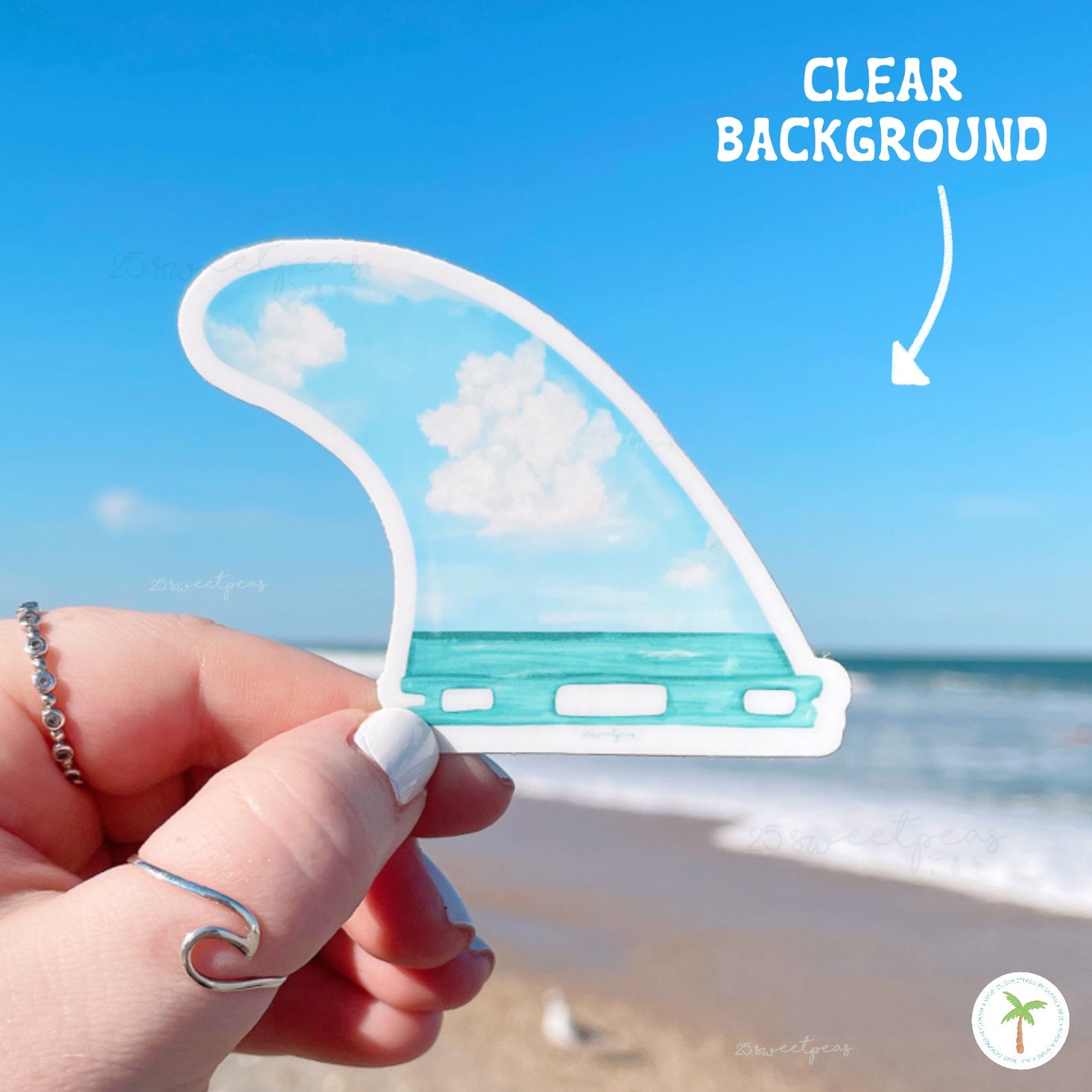 Surfboard Fin Sticker , Beach Sticker , Ocean Illustration, Surf Style ...