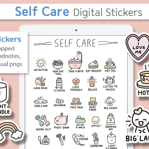 Self Care Digital Stickers Daily Routine Stickers Mental - Etsy