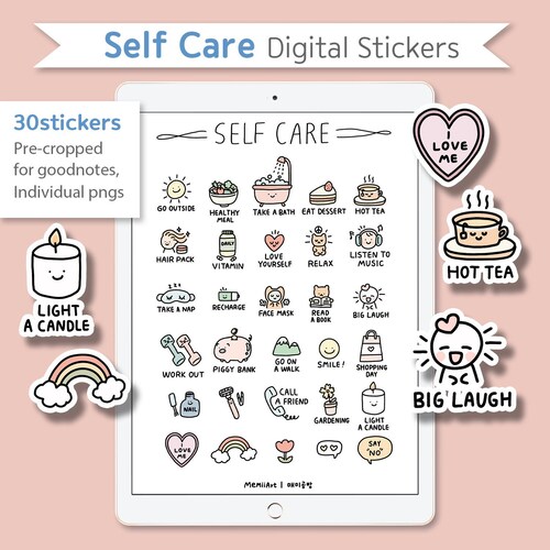 Self Care Digital Stickers Daily Routine Stickers Mental - Etsy