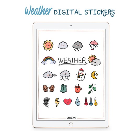 Weather Digital Stickers Weather Icons for Goodnotes Journal - Etsy