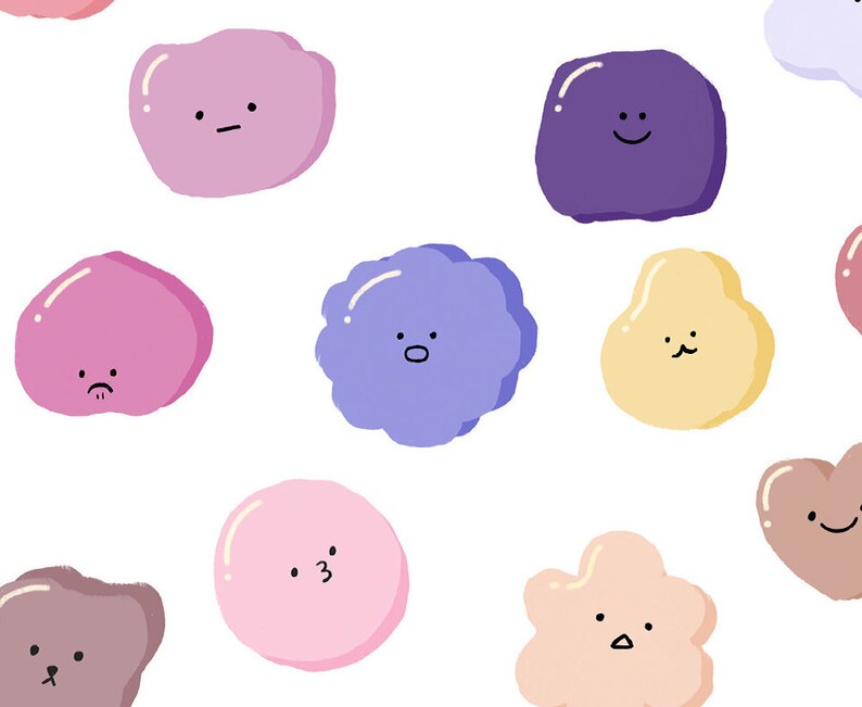 Purple Cute Digital Stickers Emoticon Stickers Planner - Etsy