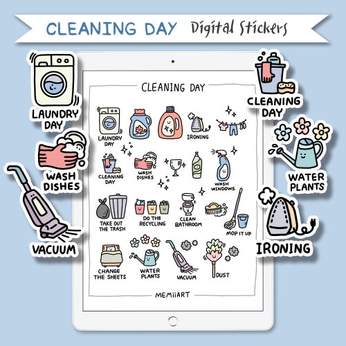 Daily Cleaning Digital Planner Stickers for Goodnotes - Etsy