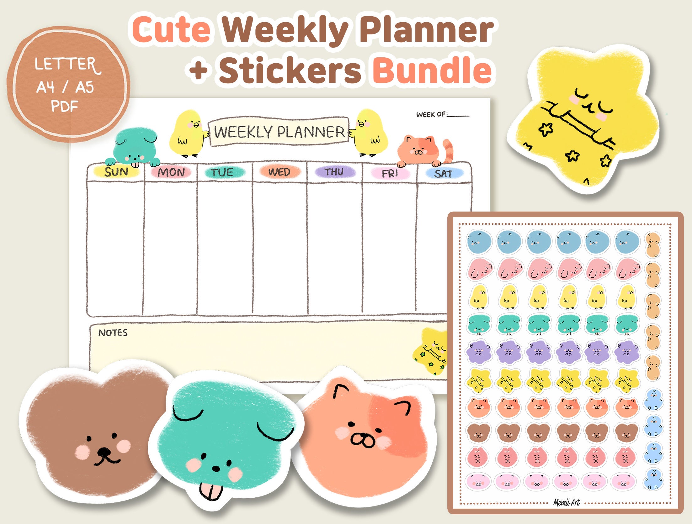 Cute Weekly Calendar With Time