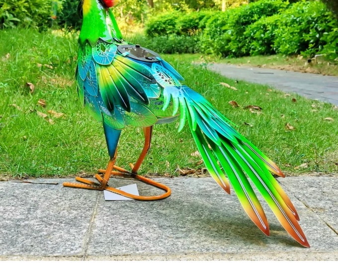 Parrot Bird Garden Decor With Solar Lighting - Etsy