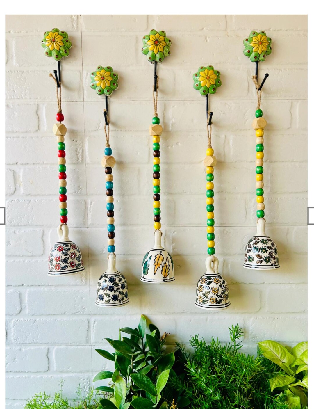 Ceramic Beaded Bells With Ceramic Hooks , Beautiful Decor for the Walls ...
